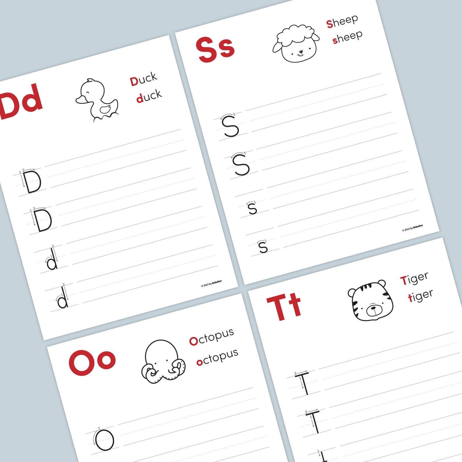 4 Sets of Fun & Easy Hand Writing Alphabet PDF, ABC Preschool Uppercase ...
