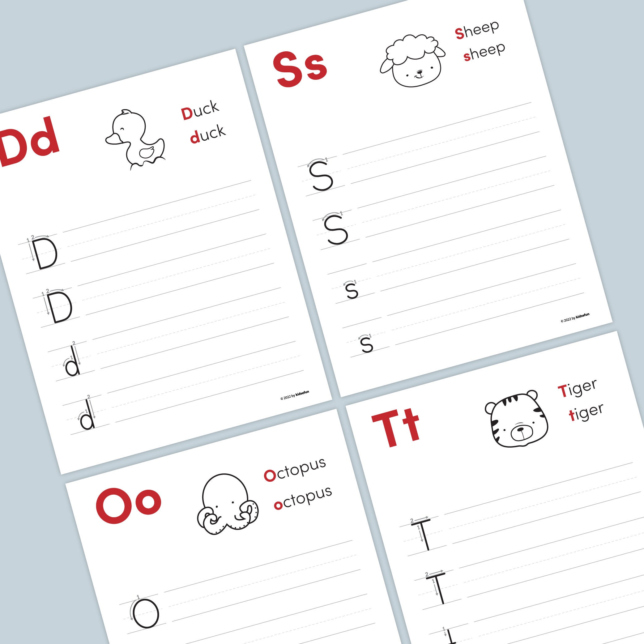 4 Sets of Fun & Easy Hand Writing Alphabet PDF, ABC Preschool Uppercase ...