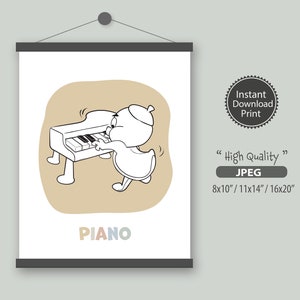 Printable Kids Music Poster Set of 6 Wall Art Animal - Etsy