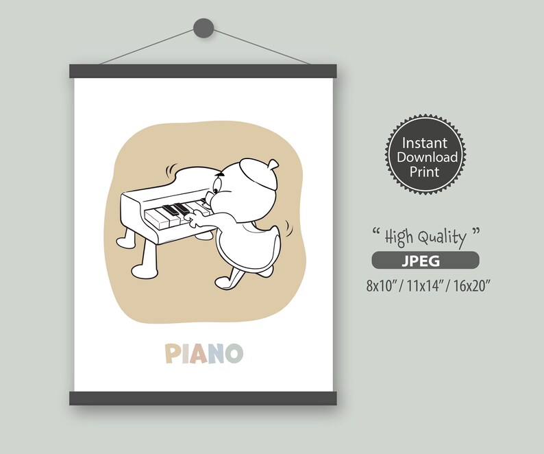 Printable Kids Music Poster Set of 6 Wall Art Animal - Etsy