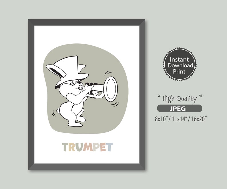 Printable Kids Music Poster Set of 6 Wall Art Animal - Etsy