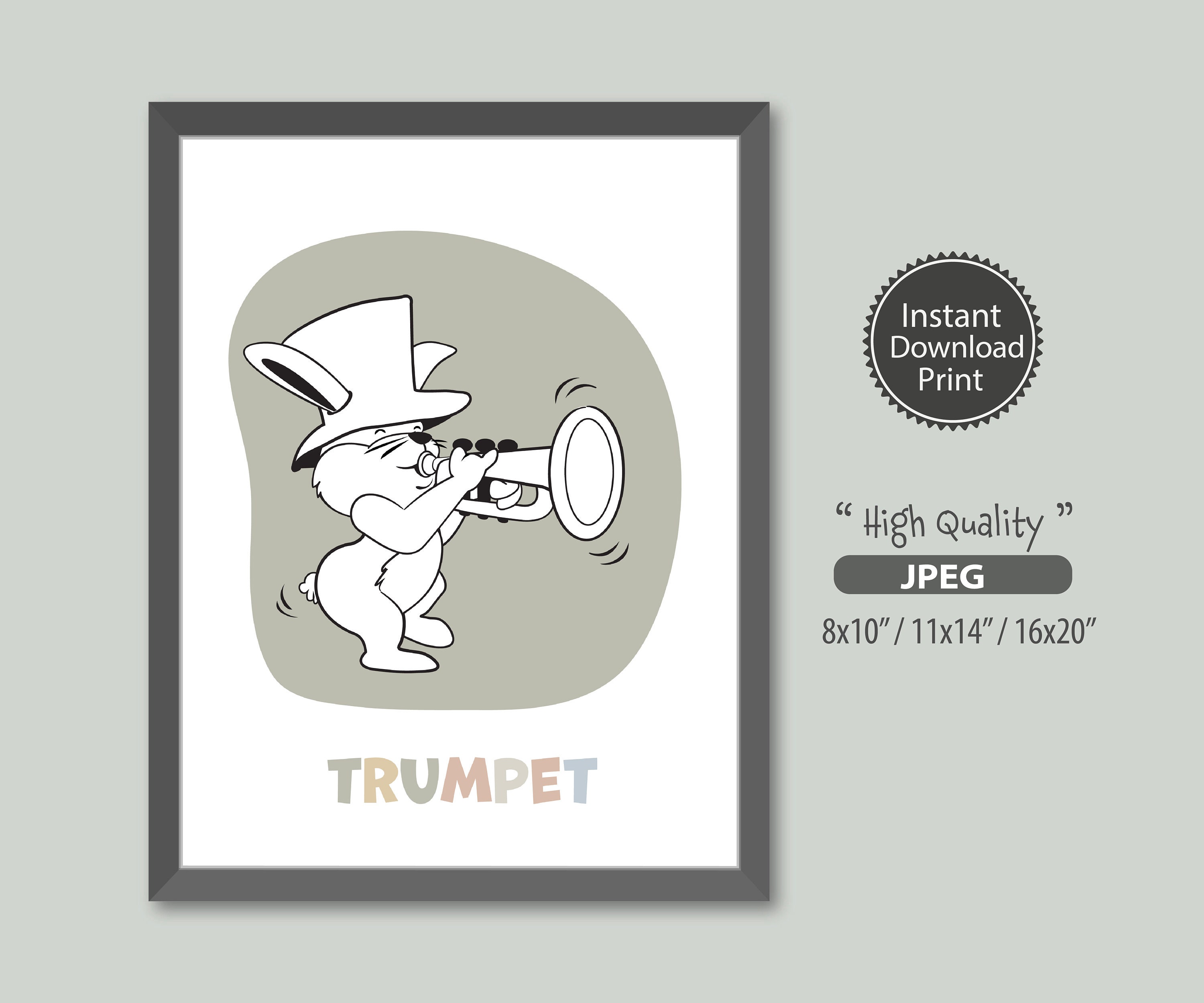Printable Kids Music Poster Set of 6 Wall Art Animal - Etsy