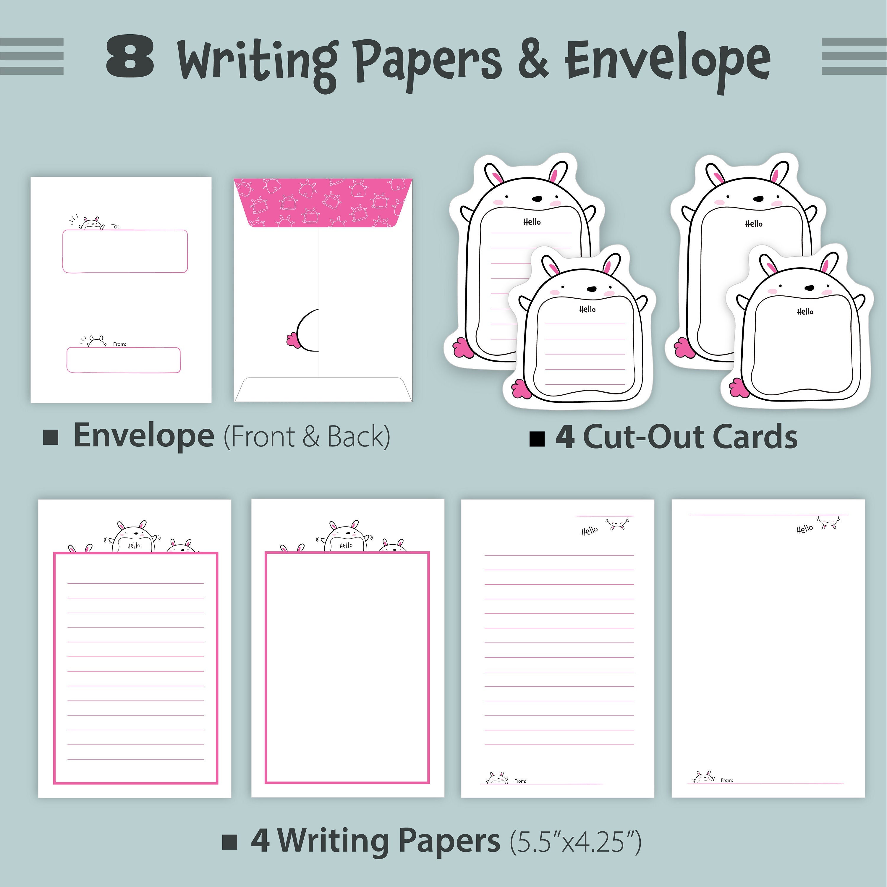 Kids Printable Stationery, Cute Rabbit Stationery Set, Rabbit Writing ...