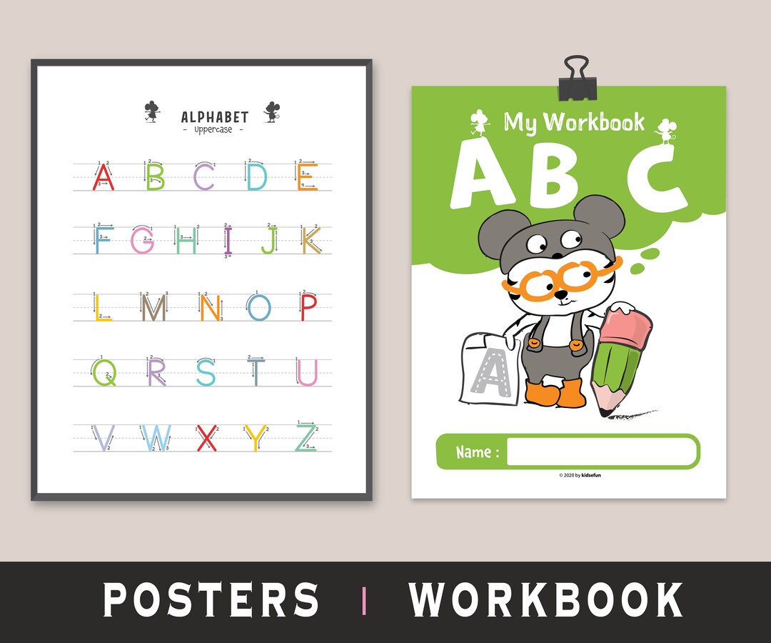 English Alphabet Poster & Workbook Combo Set, Homeschool, Classroom ...