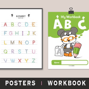 English Alphabet Poster & Workbook Combo Set, Homeschool, Classroom ...