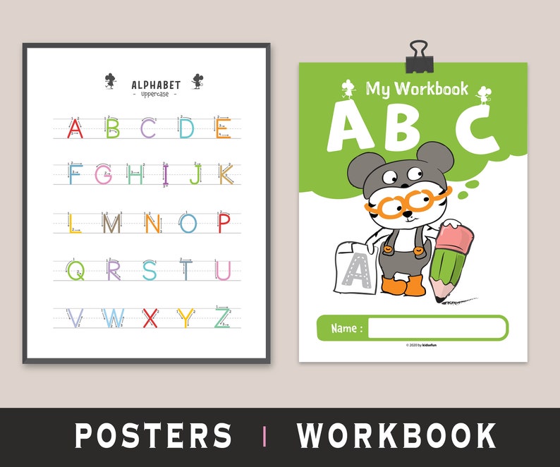 English Alphabet Poster & Workbook Combo Set, Homeschool, Classroom ...