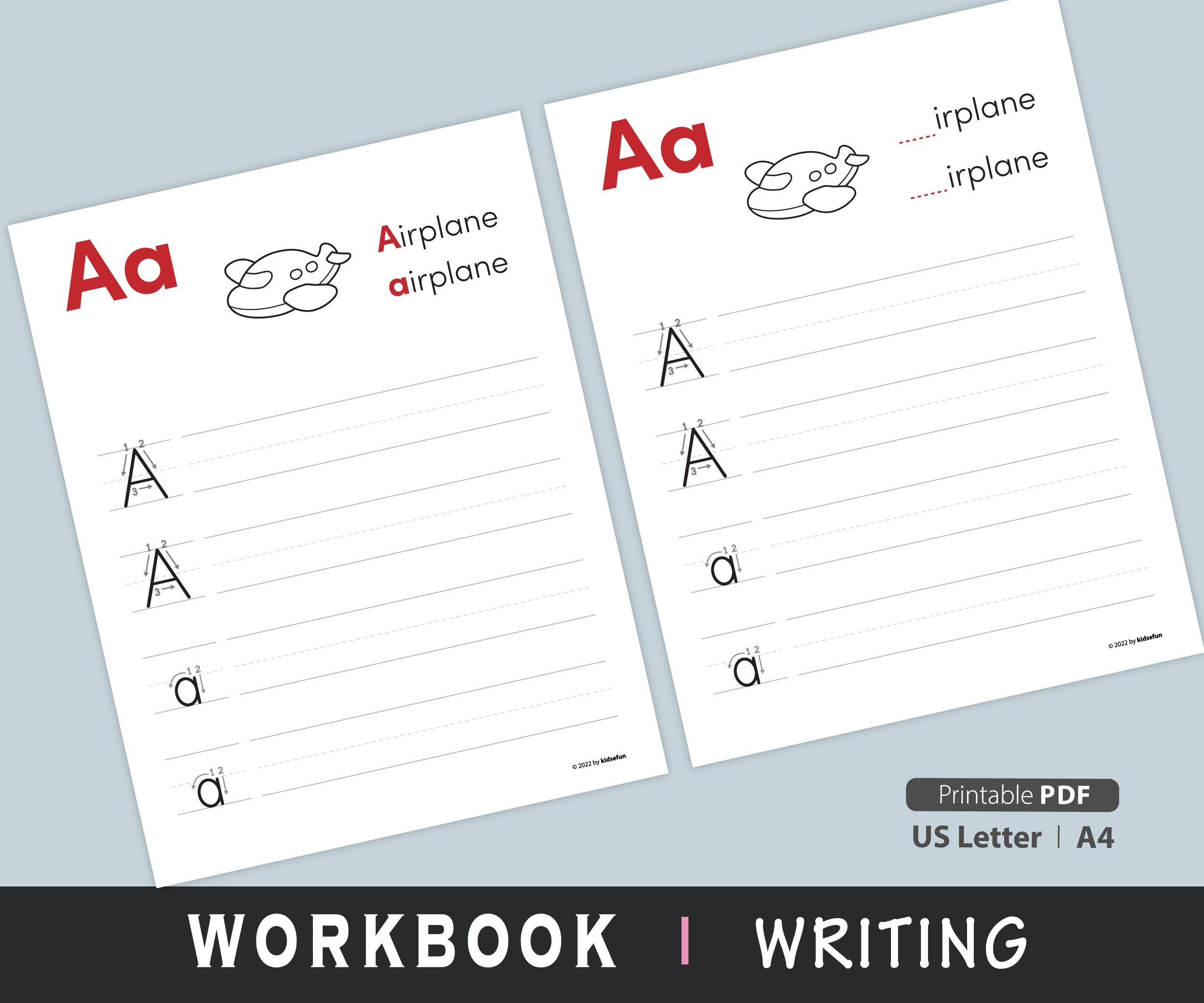 4 Sets of Fun & Easy Hand Writing Alphabet PDF, ABC Preschool Uppercase ...