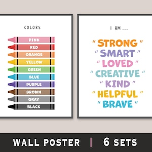Preschooler Educational Wall Decor Printable, Cute Toddler Learning ...