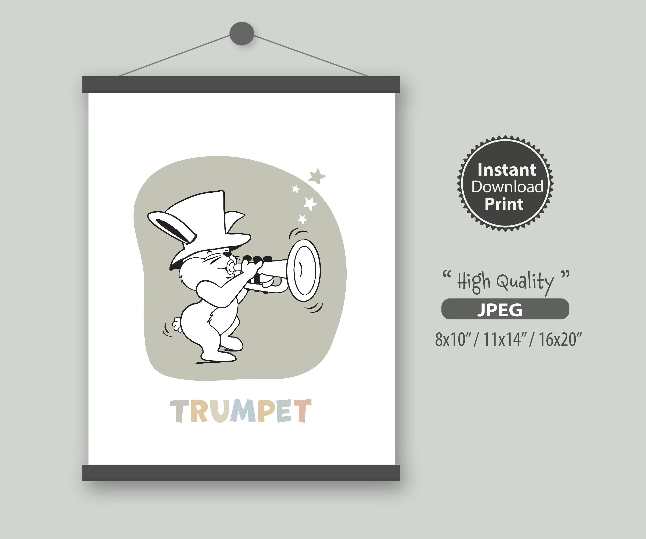 Printable Kids Music Poster, Set of 6 Wall Art, Animal Music Band ...