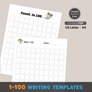 Kids Number 1-100 Worksheet, 100 Writing Template, Chart, Quiz ...