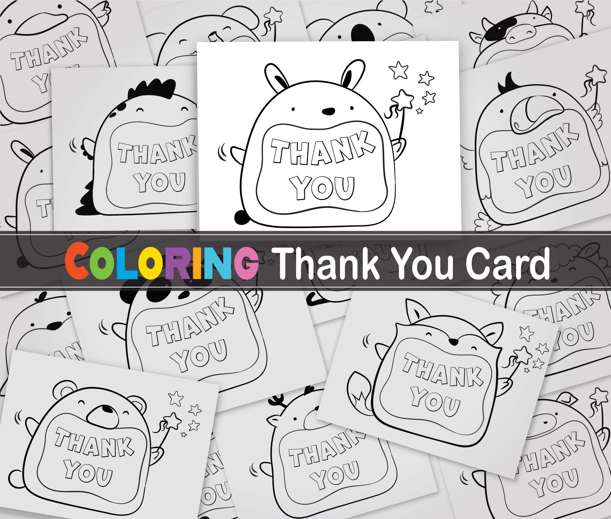 Fun Kids Thank You Card Printable, Cute Animal Fill-in Thank You Card ...