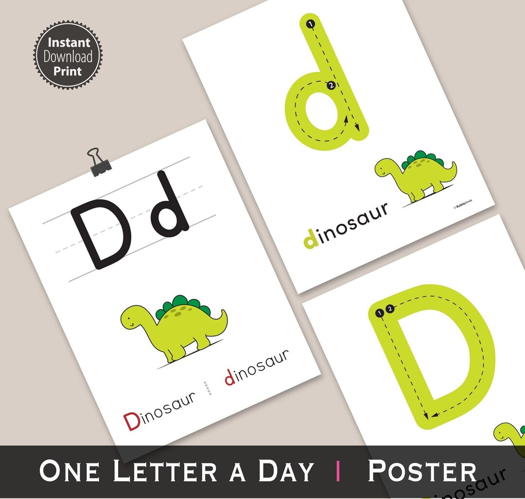 One Letter a Day Alphabet Poster for Preschoolers, Homeschool Printable ...