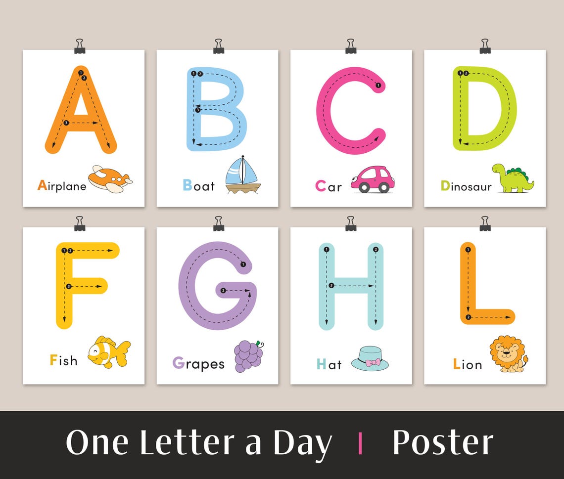 Toddler ABC Poster With DIY Fun, One Letter a Day Alphabet, Beginning ...