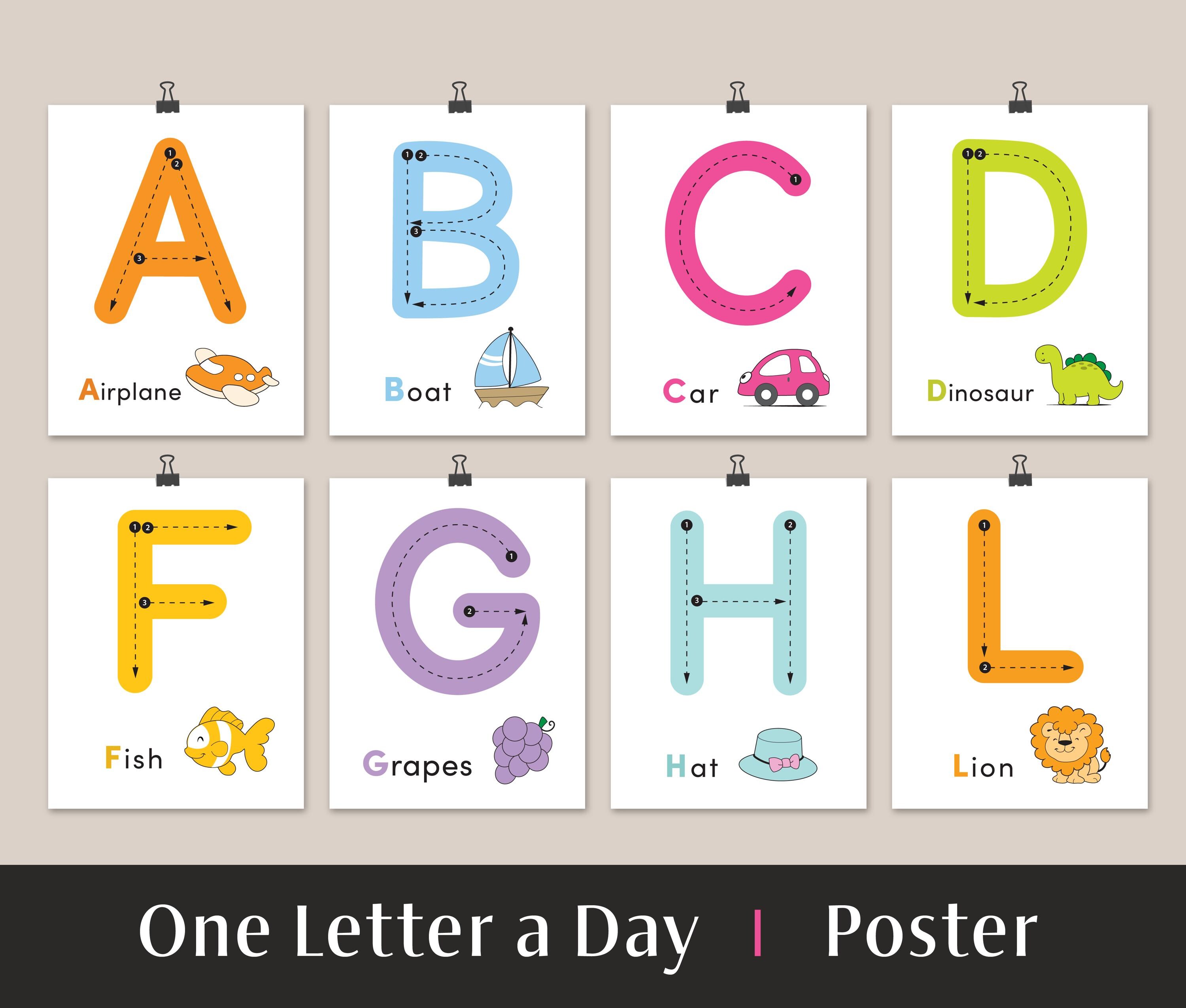 Toddler ABC Poster With DIY Fun, One Letter a Day Alphabet, Beginning ...