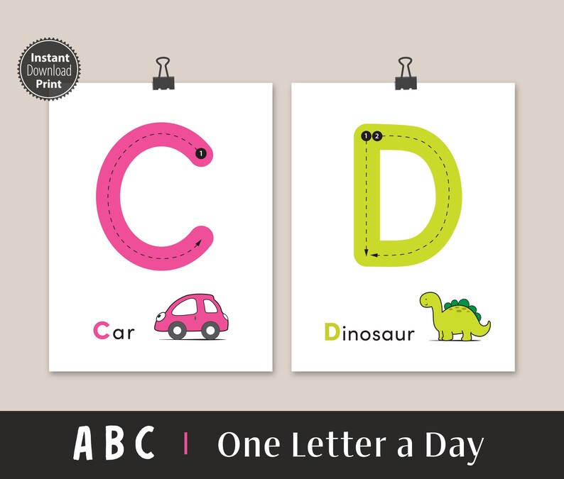 Toddler ABC Poster With DIY Fun, One Letter a Day Alphabet, Beginning ...