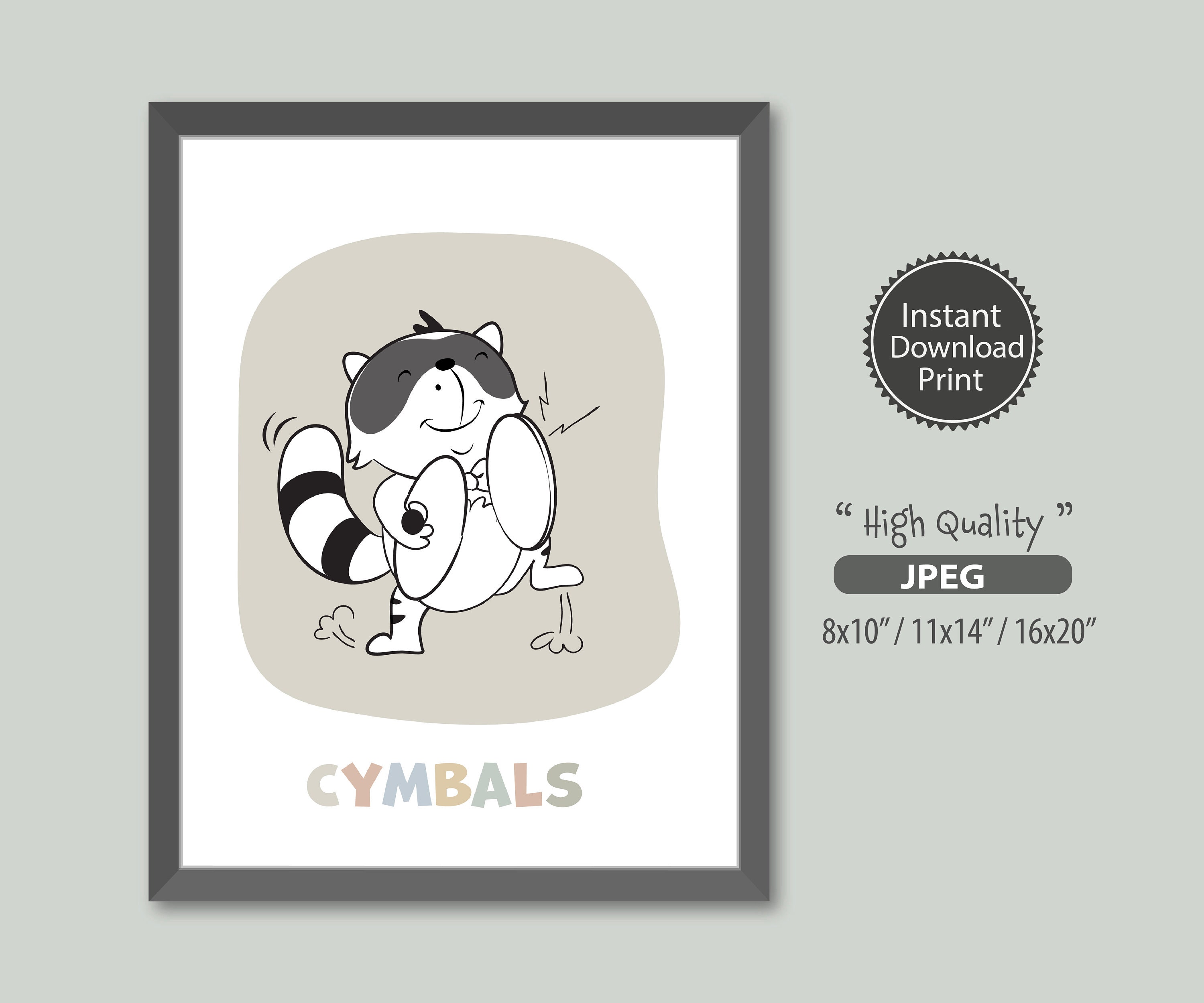 Printable Kids Music Poster Set of 6 Wall Art Animal - Etsy