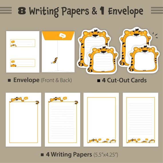 Kids Stationery Printable Cute Tiger Stationery Set Notepad - Etsy