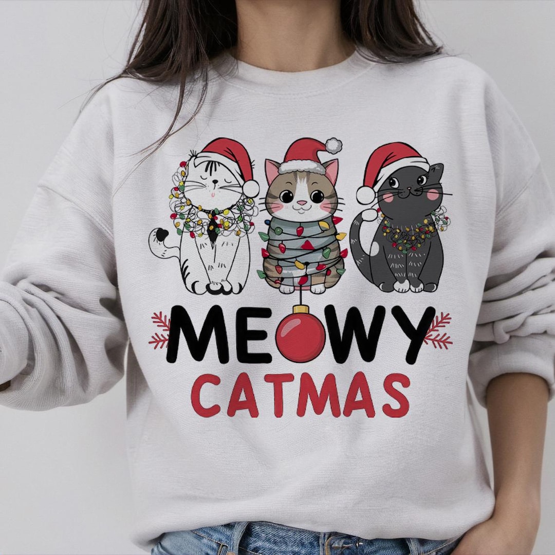 Meowy Catmas PNG: Christmas Cats With Lights (digital Download) - Etsy