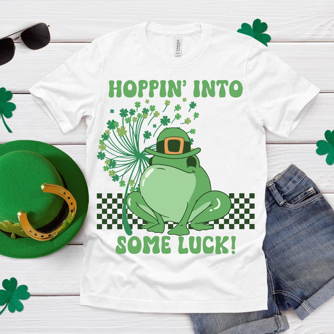 Hoppin’ Into Some Luck Frog St. Patrick's Day Png, Cute Frog With ...