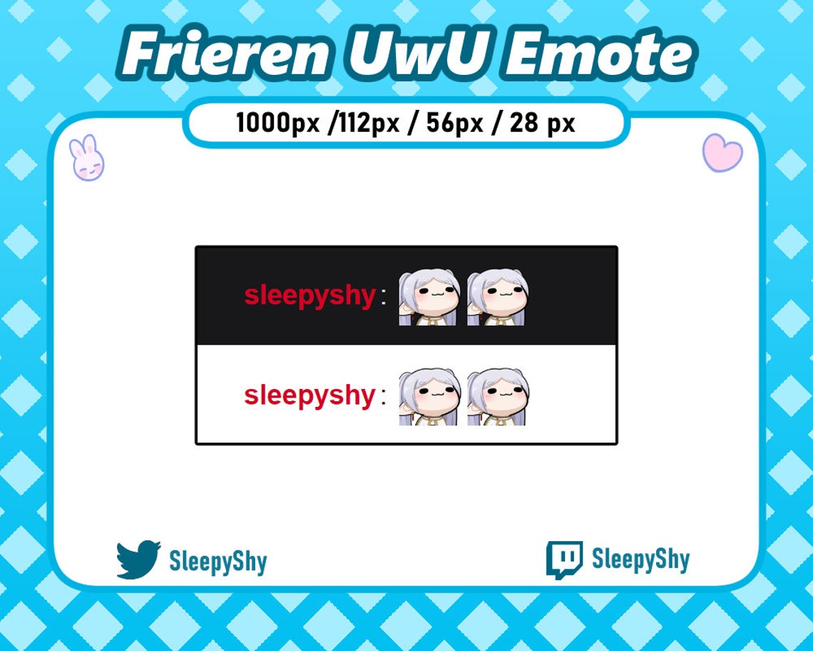 Cute Uwu Frieren Emote for Twitch / Youtube / Kick / Streamer | White ...