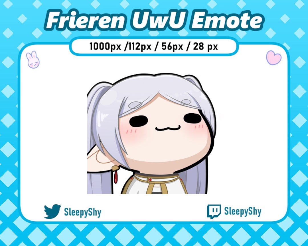 Cute Uwu Frieren Emote for Twitch / Youtube / Kick / Streamer | White ...