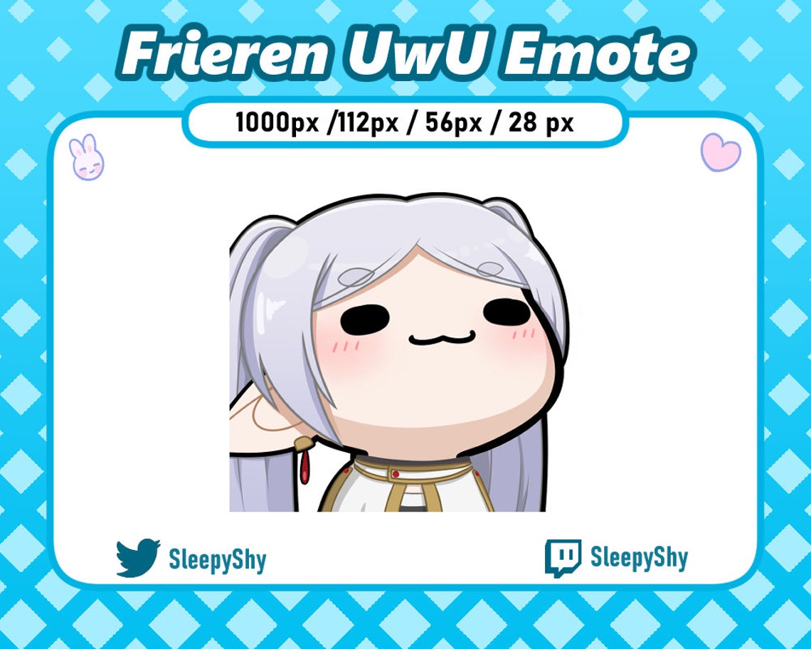 Cute Uwu Frieren Emote for Twitch / Youtube / Kick / Streamer | White ...