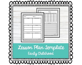 Full Page Early Childhood Lesson Plan Template - Etsy