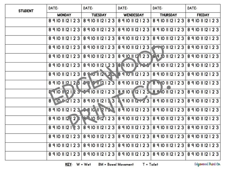 Classroom Potty Training | Weekly Chart | Early Childhood | Printable ...