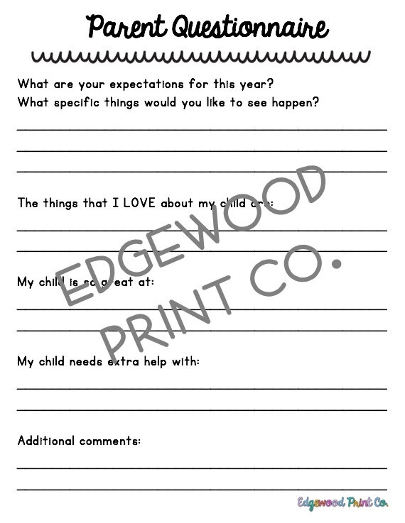 Back-to-school | Student Profile & Parent Questionnaire | Printable - Etsy