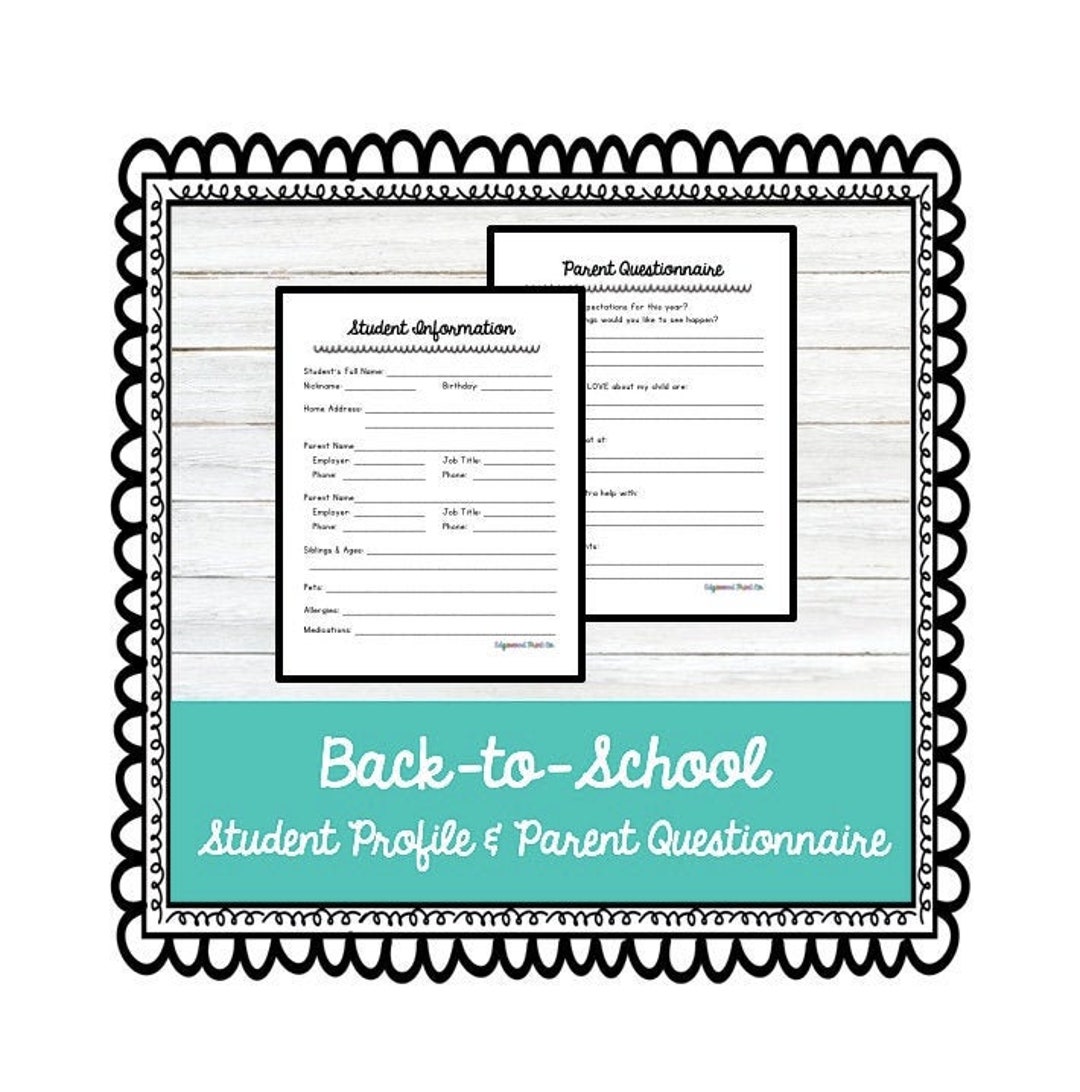 Back-to-school | Student Profile & Parent Questionnaire | Printable - Etsy