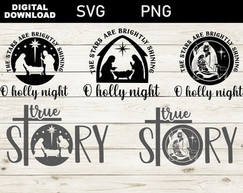 O Holy Night Nativity for Cutting Machine Christmas Round - Etsy