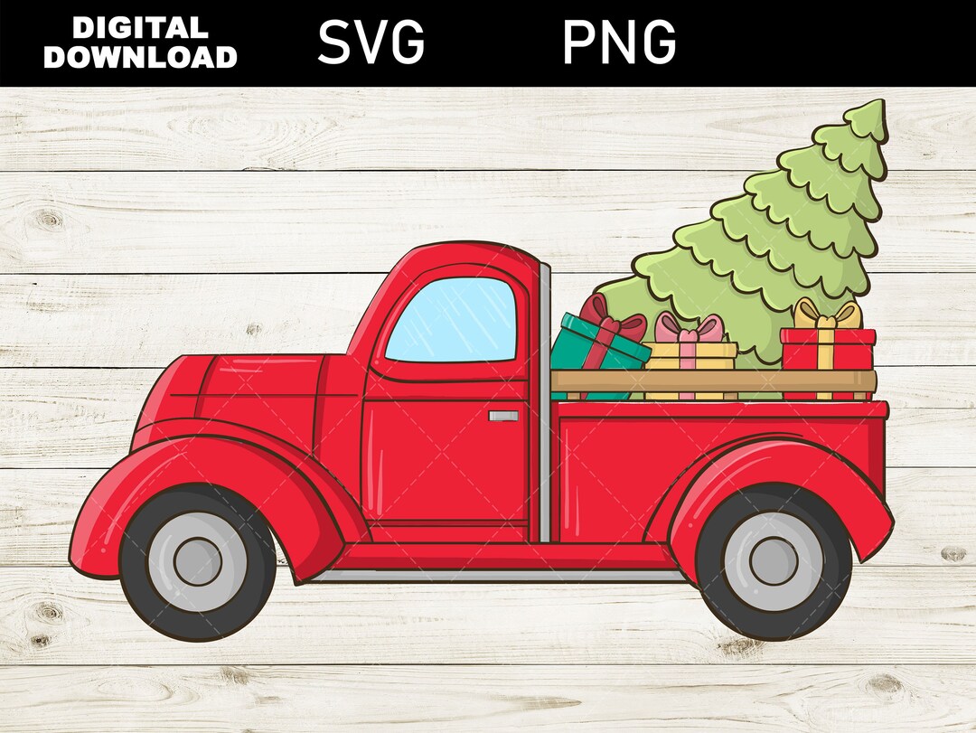 Christmas Tree Truck SVG, Farm Fresh SVG Cut File, Red Truck Svg ...