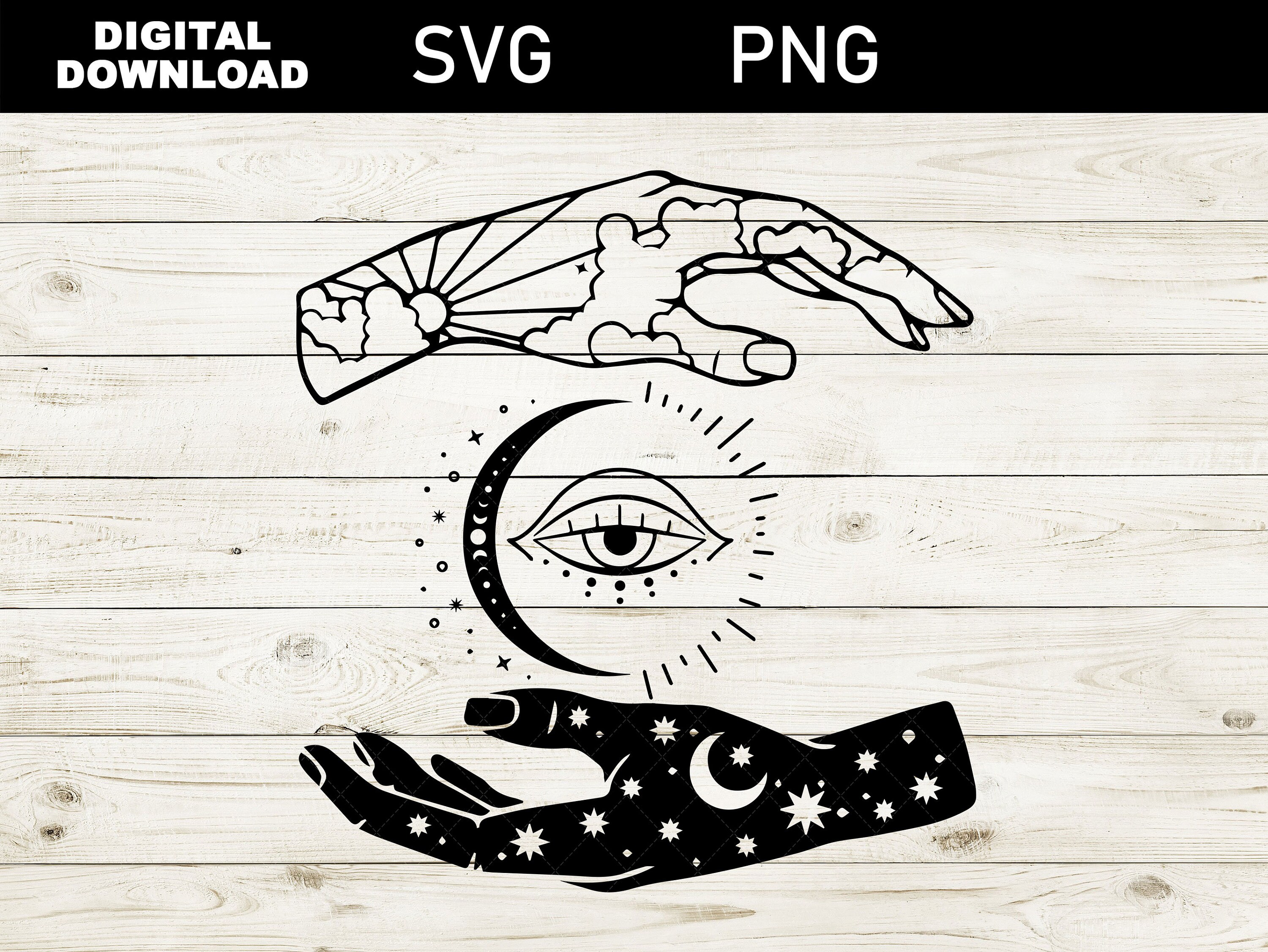 Mystical Moon Sun Hand Svg Celestial Svg Moon Svg Sun | Etsy