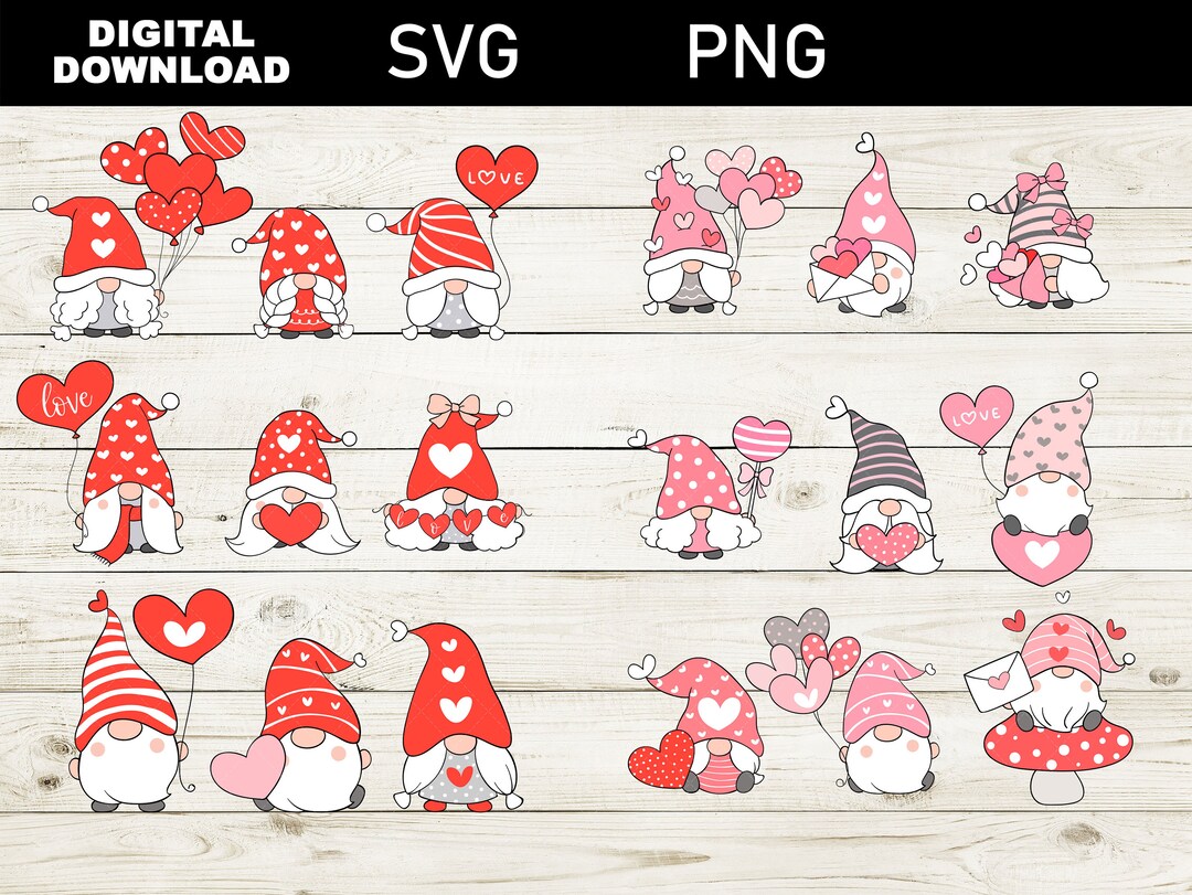 Valentine Day Svg Bundle, Valentine Gnomes Svg, Gnome Svg, Love Svg ...