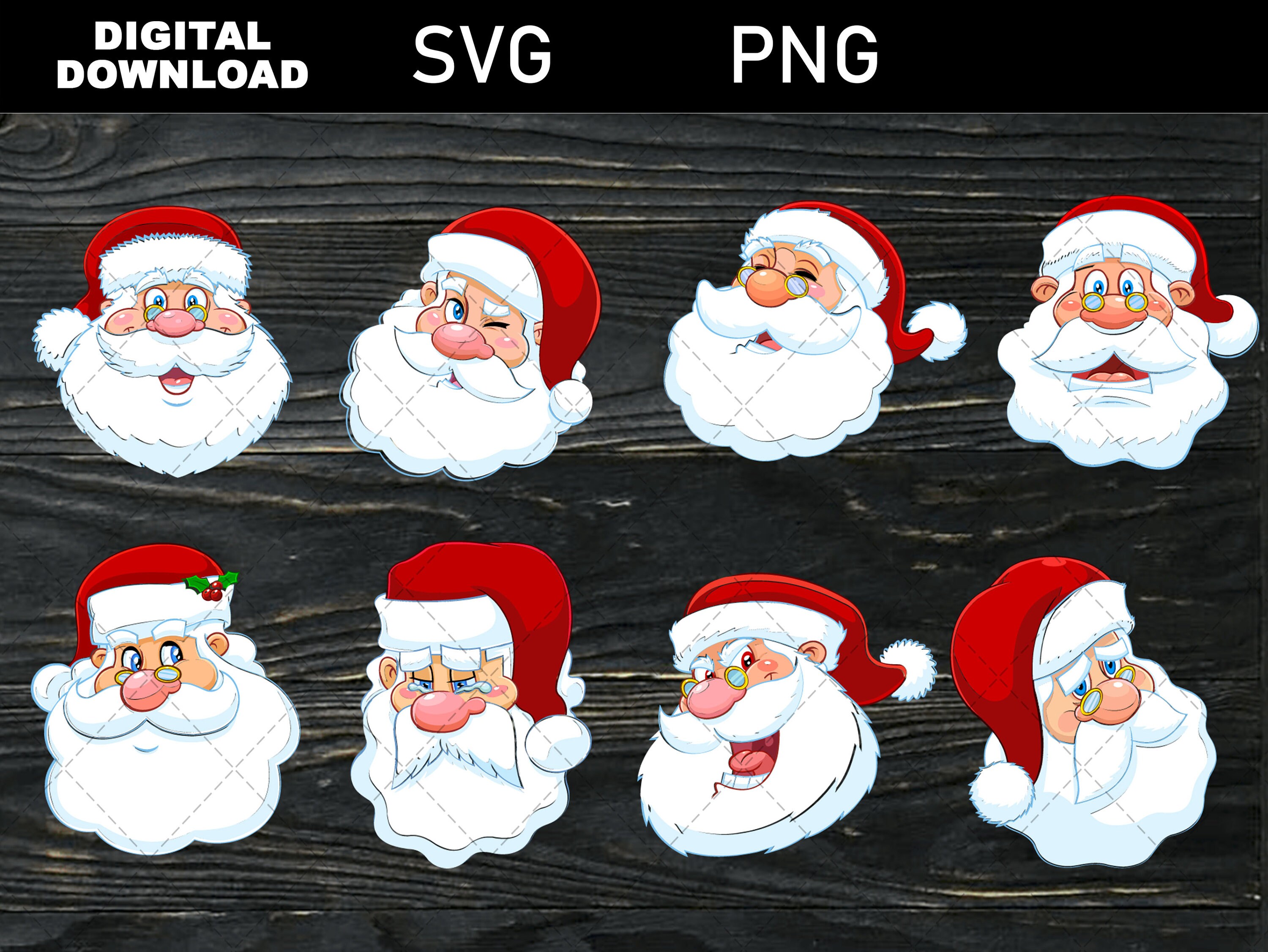 Santa Face Bundle Png Svg Santa Face Png Svg Christmas - Etsy