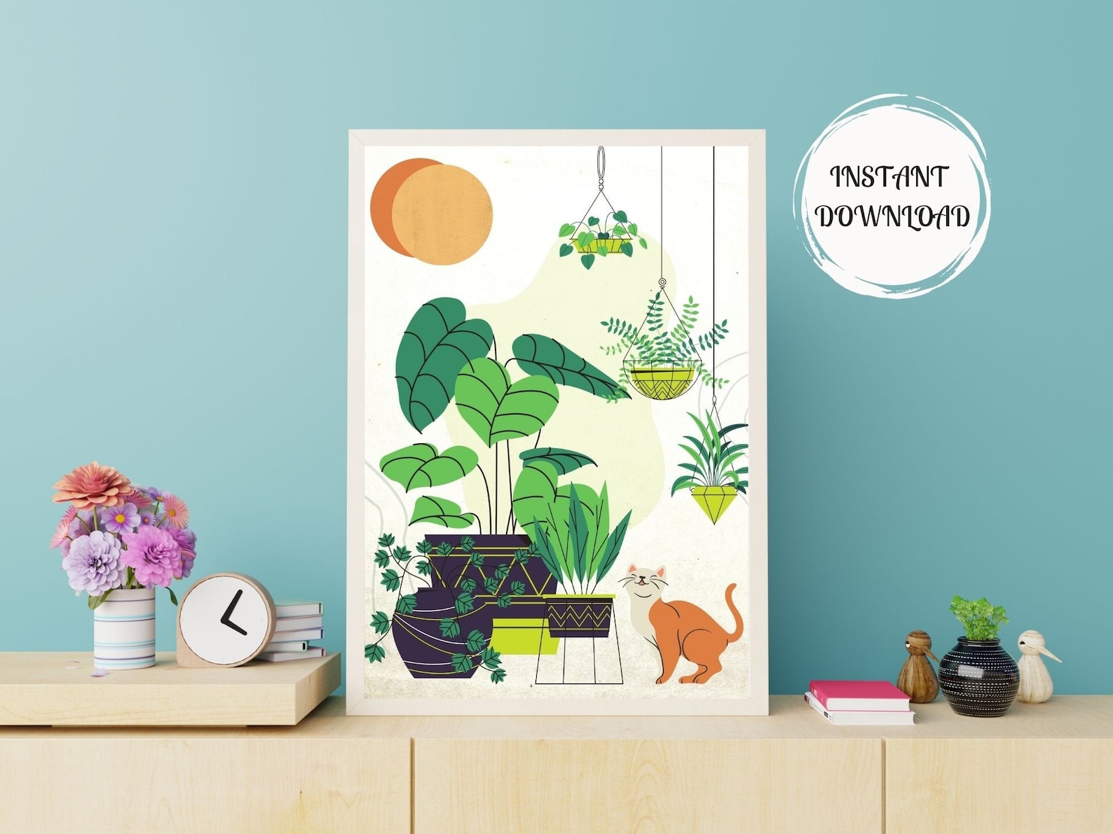 Cats and Plants| Plant Illustration | Cat Illustration | House Plant ...