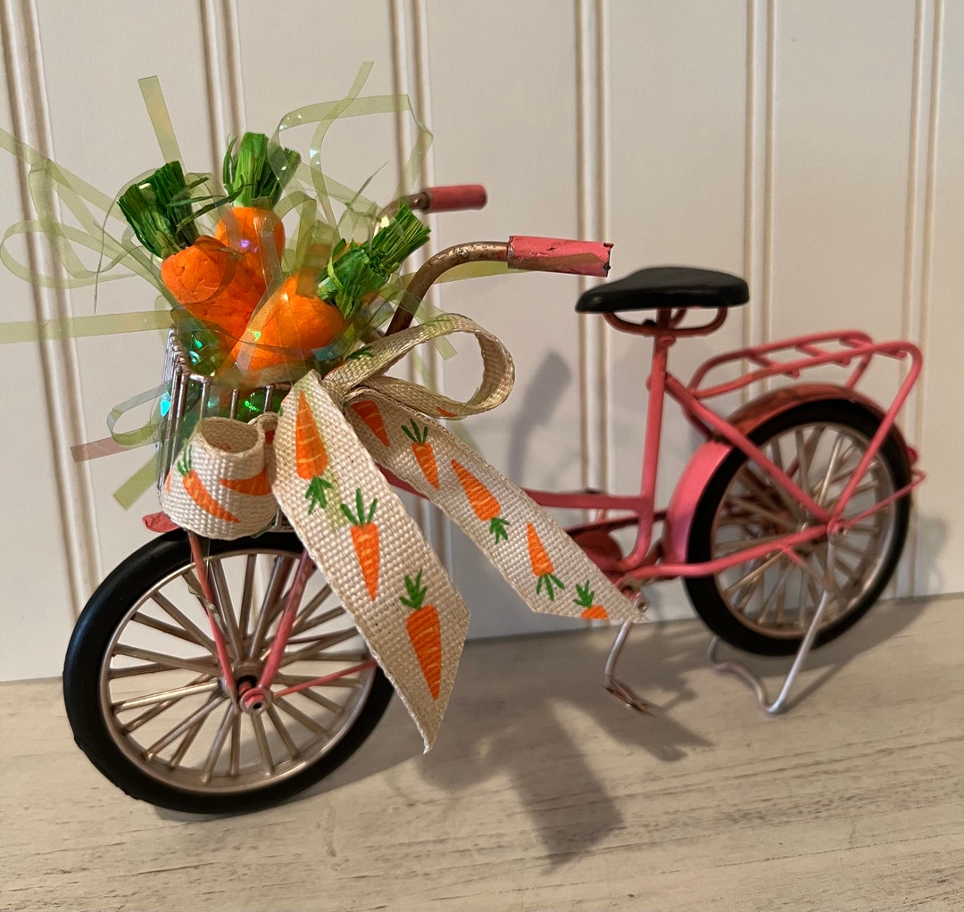 Mini Bicycle Decor, Pink Metal Bike Decor, Tiered Tray Decor, Carrots ...