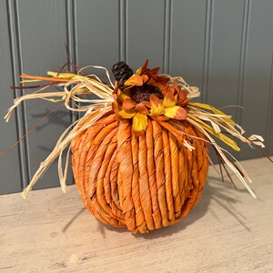 Fall Natural Woven Orange Pumpkin, Harvest Orange Pumpkin, Braided Corn ...