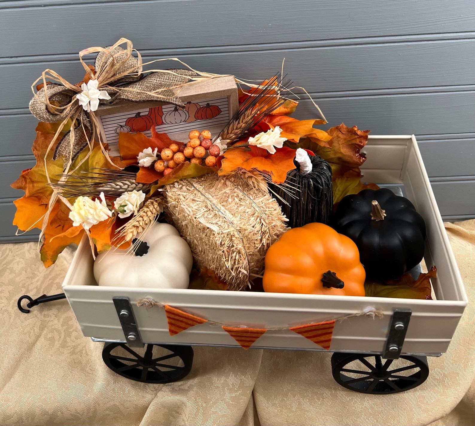 Harvest Wagon Centerpiece, Fall Wagon Decor, Thanksgiving Decor ...