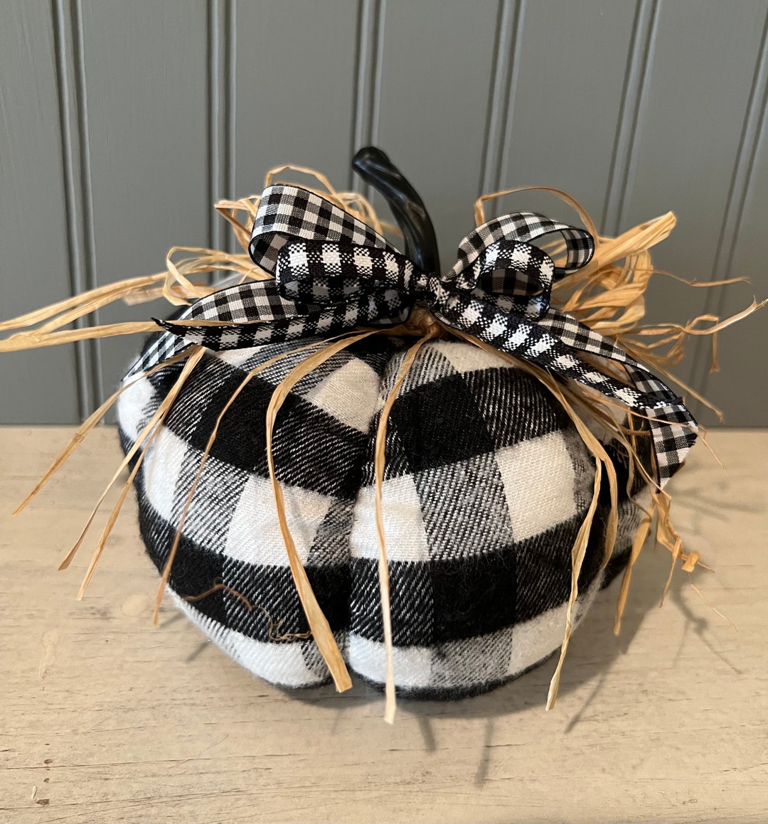 Buffalo Plaid Pumpkin, Fall Black and White Plaid Pumpkin, Harvest ...