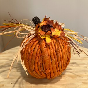 Fall Natural Woven Orange Pumpkin, Harvest Orange Pumpkin, Braided Corn ...