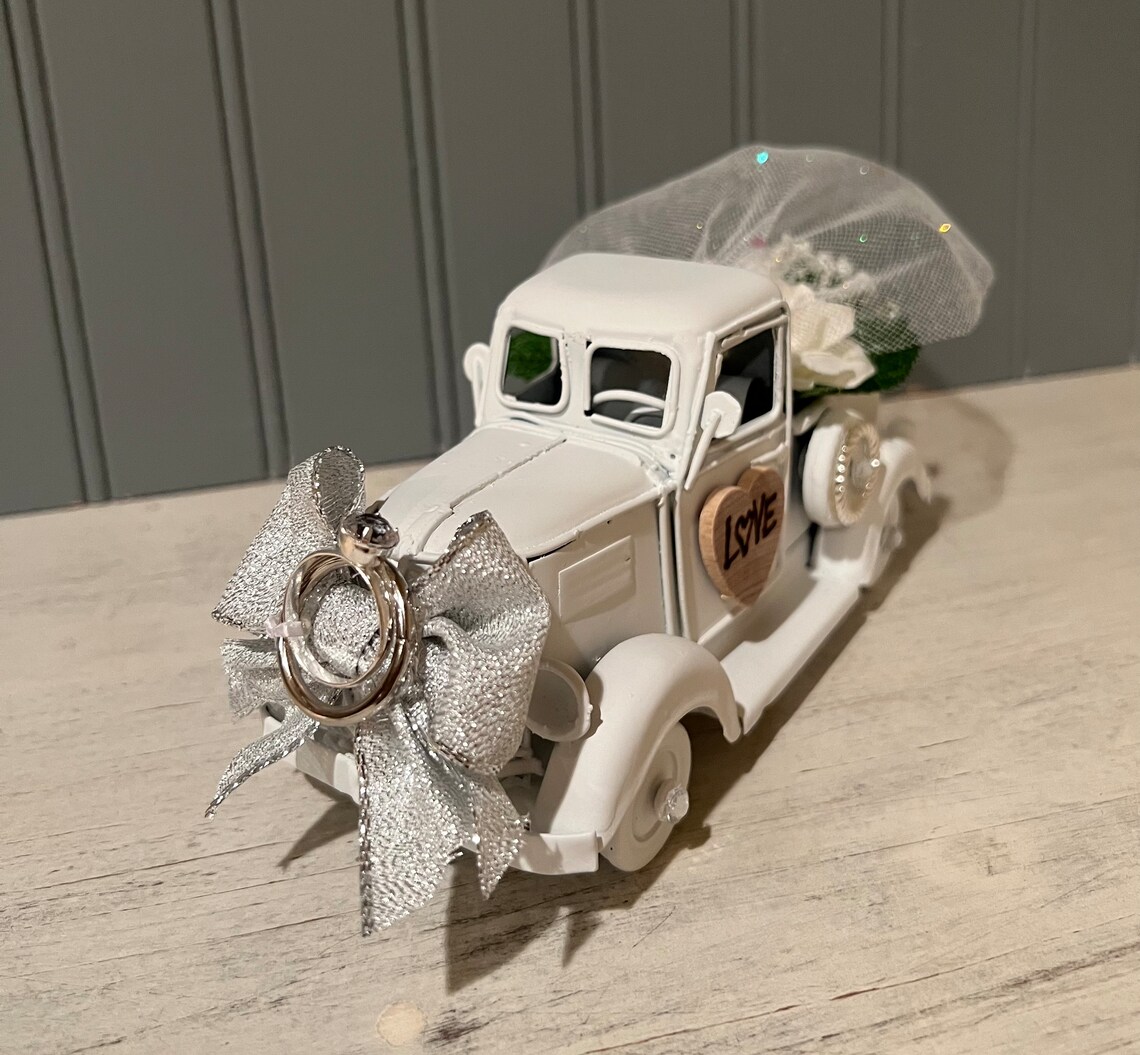 White Bridal Vintage Farmhouse Truck Personalized Engagement - Etsy