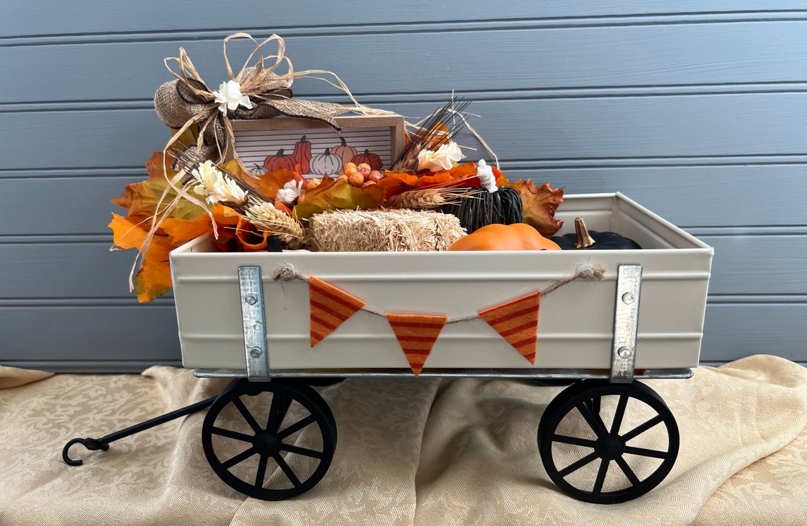 Harvest Wagon Centerpiece, Fall Wagon Decor, Thanksgiving Decor ...