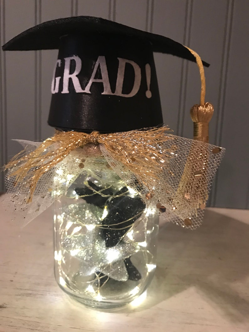 Graduation Decor Centerpiece, Mason Jar Graduation Decor W Lights ...