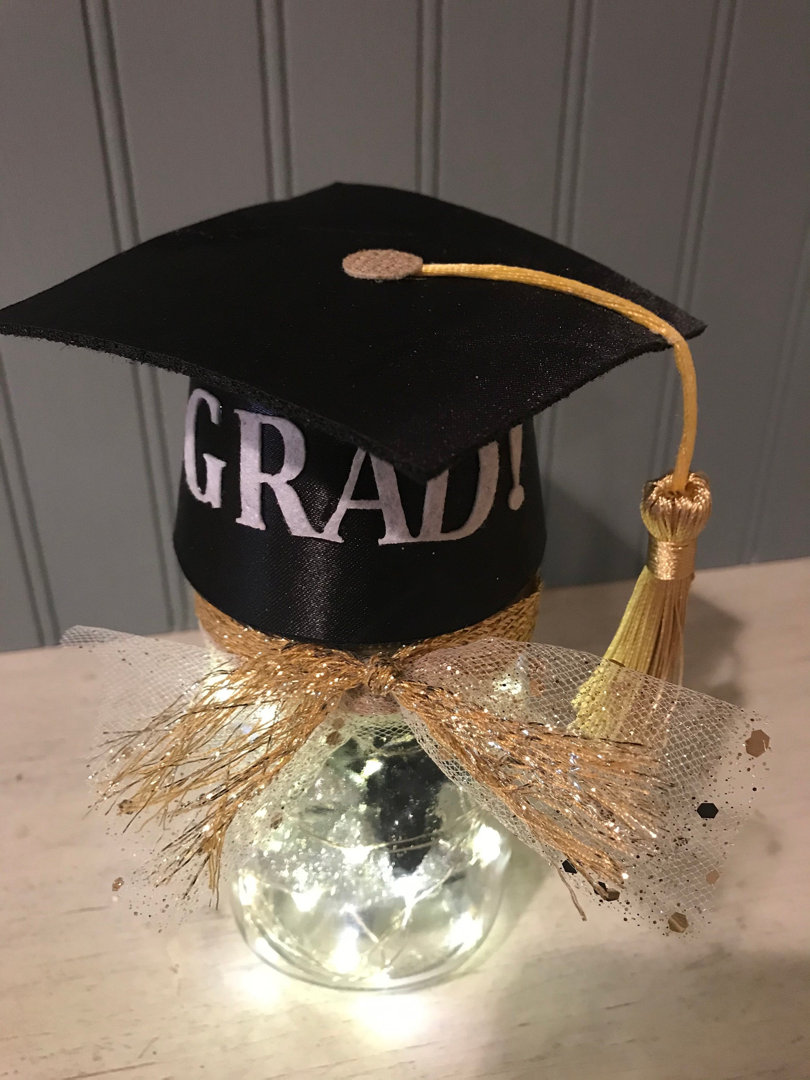 Graduation Decor Centerpiece, Mason Jar Graduation Decor W Lights ...