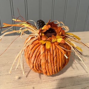 Fall Natural Woven Orange Pumpkin, Harvest Orange Pumpkin, Braided Corn ...