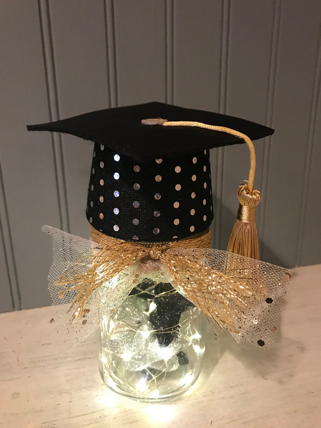 Graduation Decor Centerpiece, Mason Jar Graduation Decor W Lights ...