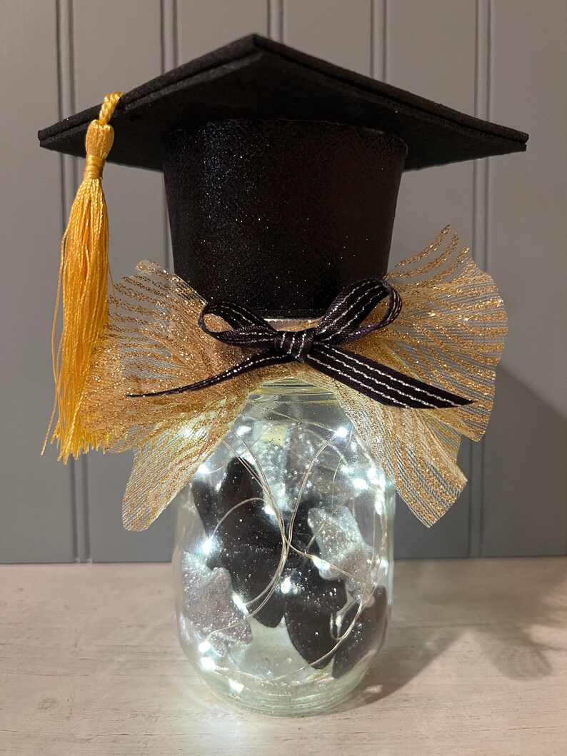 Graduation Decor Centerpiece, Mason Jar Graduation Decor With Lights ...