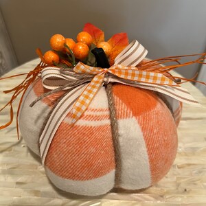 Fall Orange and Cream Buffalo Plaid Pumpkin, Harvest Buffalo Plaid ...