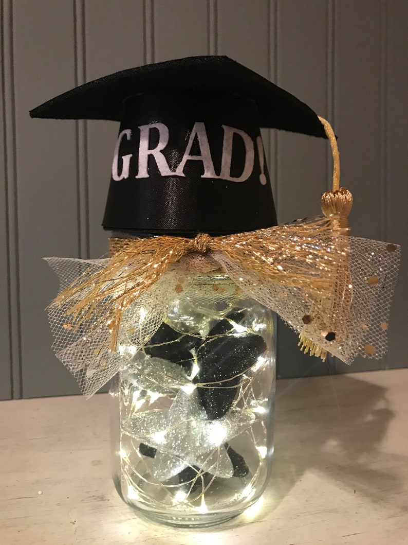 Graduation Decor Centerpiece, Mason Jar Graduation Decor W Lights ...